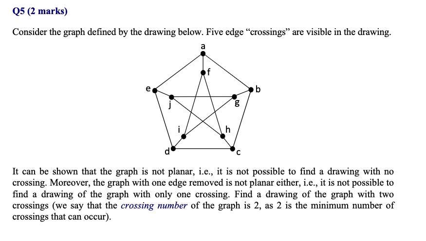 SOLVED:Q5 (2 marks) Consider the graph defined by the drawing below ...