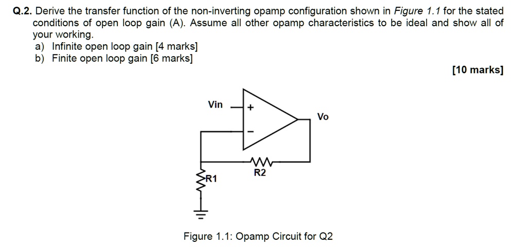 Q.2. Derive the transfer function of the non-inverting opamp ...