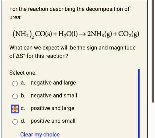 SOLVED: Texts: For the reaction describing the decomposition of urea ...