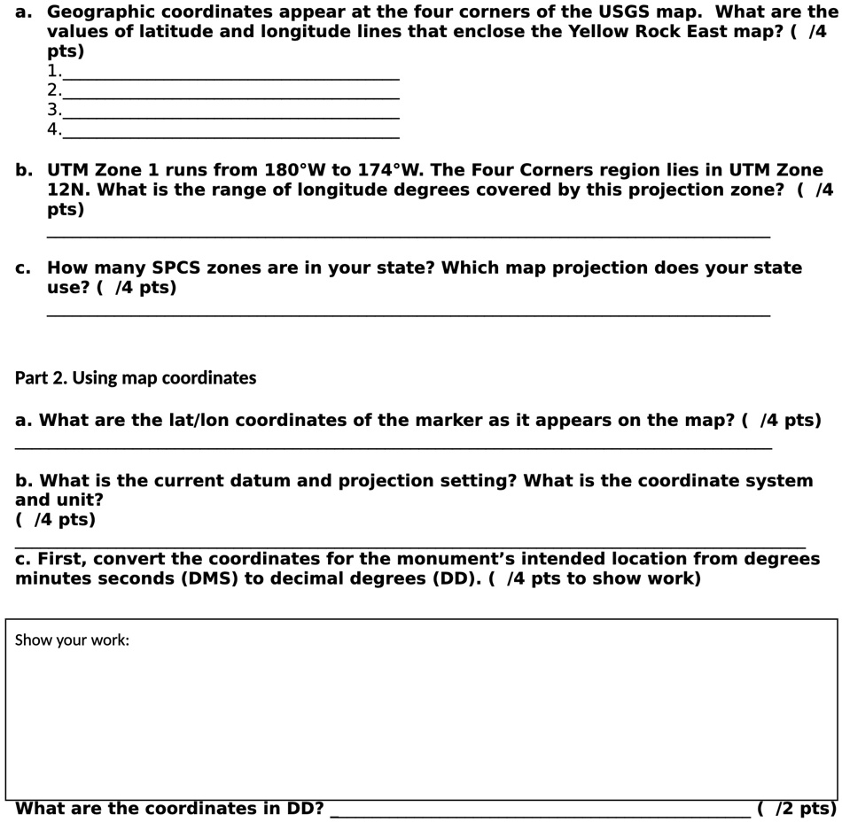 a geographic coordinates appear at the four corners of the usgs map ...