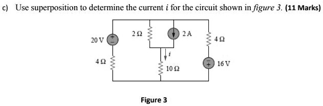 c) Use superposition to determine the current i for the circuit shown in figure 3. (11 Marks) 2 ...