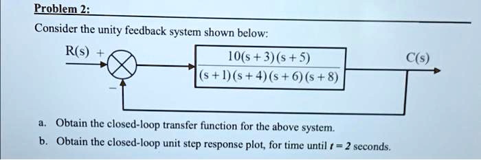 Problem 2: Consider the unity feedback system shown below: R(s) + (10(s+3)(s+5))/((s+1)(s+4)(s+6 ...
