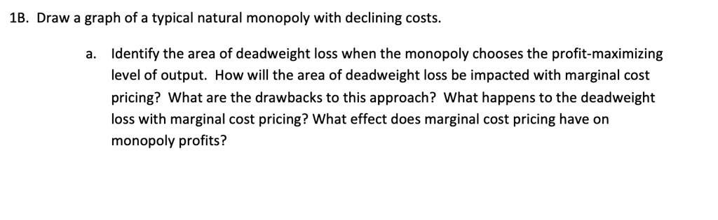 1B. Draw a graph of a typical natural monopoly with declining costs. a ...