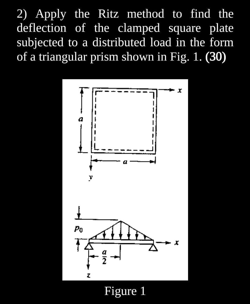 2apply the ritz method to find the deflection of the clamped square ...