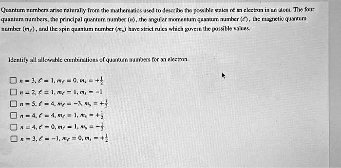 SOLVED: Quantum numbers arise naturally from the mathematics used to ...