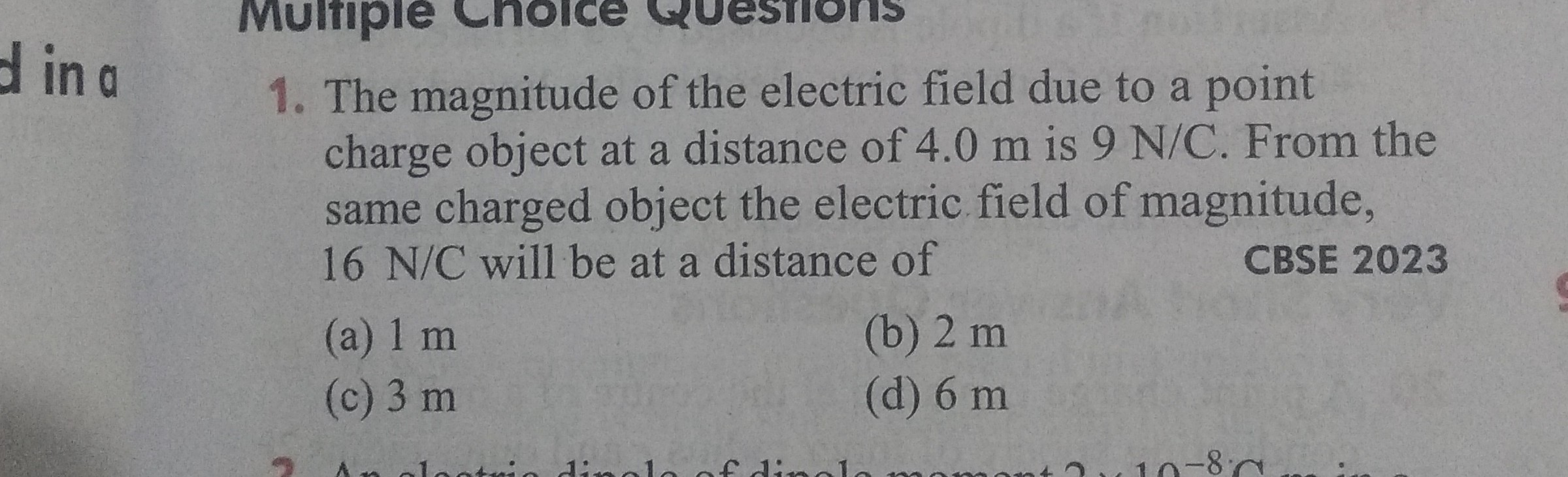 Solved 1 The Magnitude Of The Electric Field Due To A Point Charge