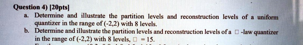 SOLVED: Question 4) [20 pts] a. Determine and illustrate the partition levels and reconstruction ...