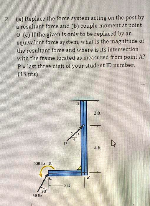 SOLVED: a. Replace the force system acting on the post by a resultant force and (b) couple ...