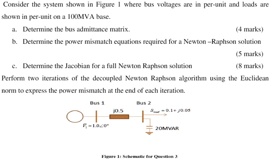 SOLVED: Consider the system shown in Figure 1 where bus voltages are in ...