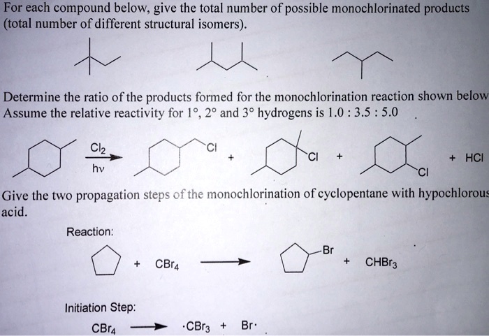 For each compound below, give the total number of possible ...
