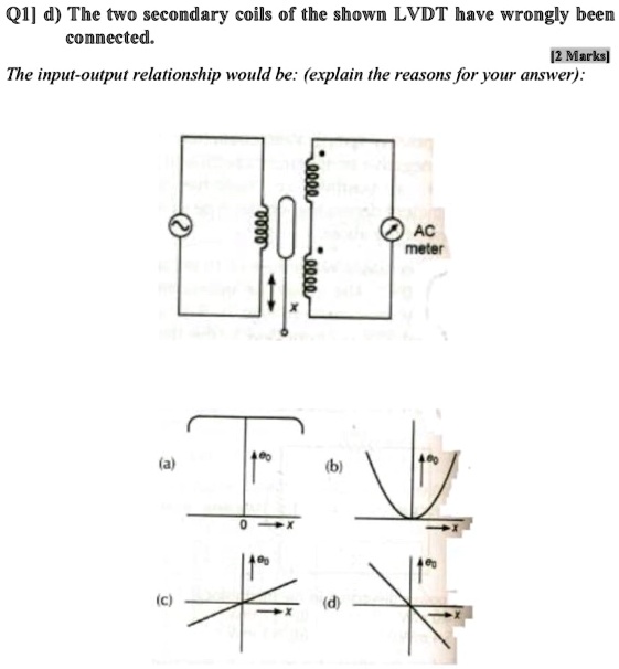 SOLVED: Q1] The two secondary coils of the shown LVDT have been wrongly connected. [2 Marks] The ...