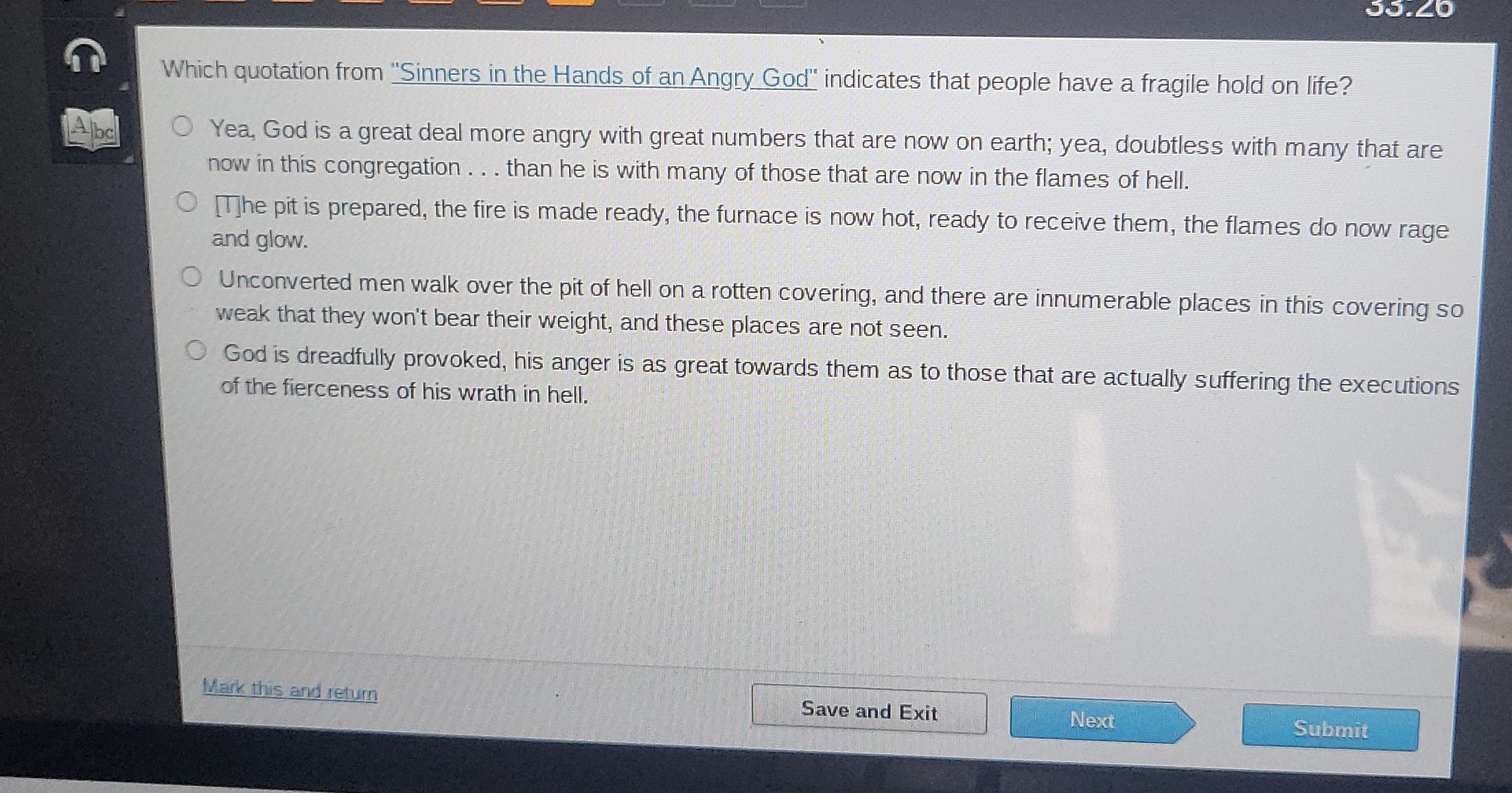 SOLVED: Which quotation from "Sinners in the Hands of an Angry God ...