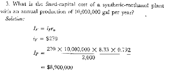 texts what is the fixed capital cost of a synthetic methanol plant with ...