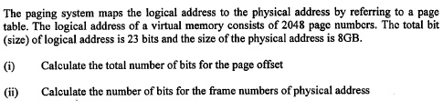 SOLVED: The paging system maps the logical address to the physical ...