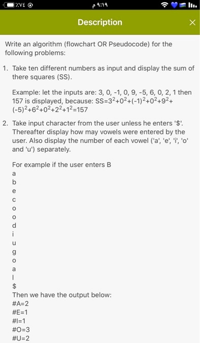 Solved Title Algorithm For Sum Of Squares And Counting Vowels 1 Take 0901