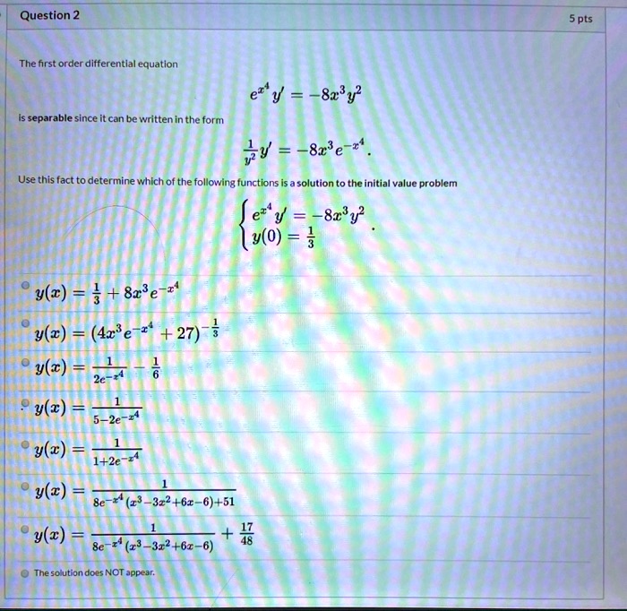 Solvedquestion 2 Spts The First Order Differentlal Equation E Y 82 6801