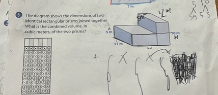 6 The diagram shows the dimensions of two identical rectangular prisms joined together. What is ...