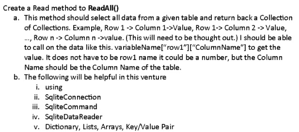 Solved Cant Figure Out This Method In C Create A Read Method To Readall Data This Method