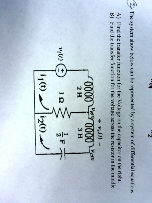 SOLVED: 1 19 2H 0000 B) Find the transfer function for the voltage ...