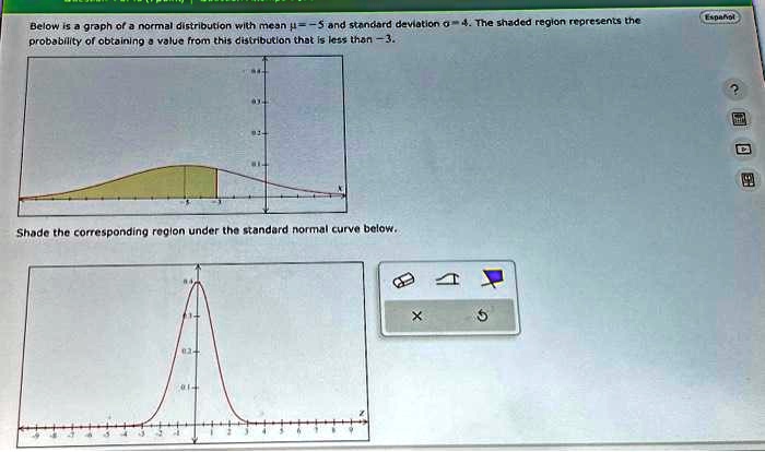 SOLVED: Below is a graph of a normal distribution with mean = 5 and ...