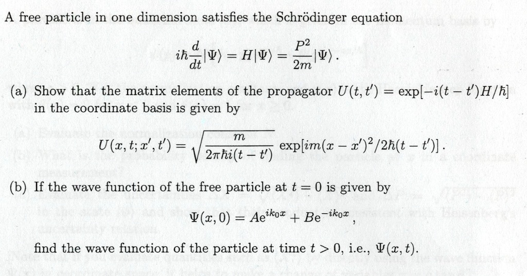 a free particle in one dimension satisfies the schrodinger equation p2 ...