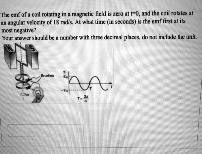 SOLVED: The emf of a coil rotating in a magnetic field is zero at t=0 ...