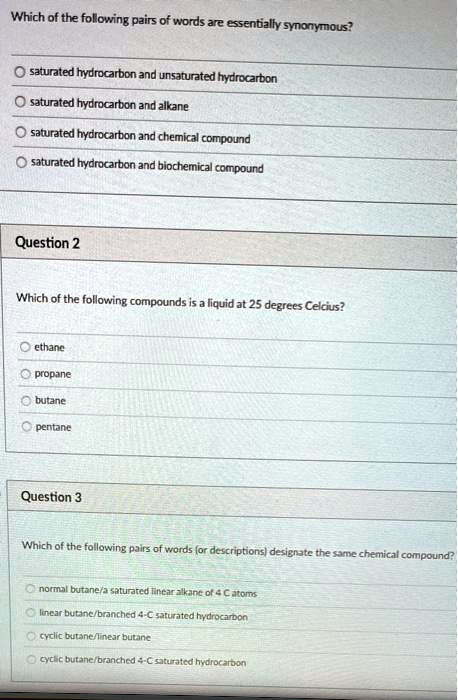 SOLVED: Which of the folowing pzirs 0f words a2 essentially synonymous ...
