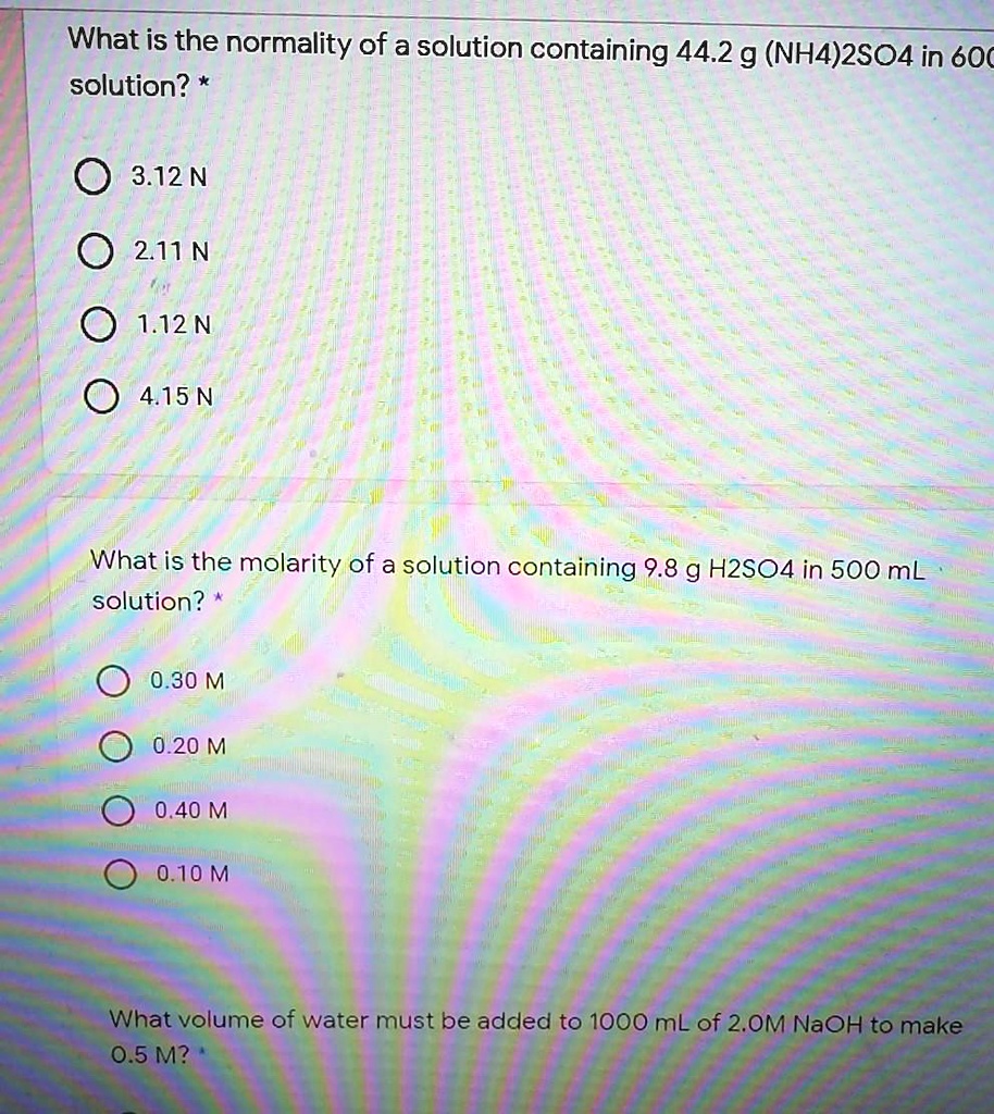 what is the normality of a solution containing 442g nh42s04 in 60c ...