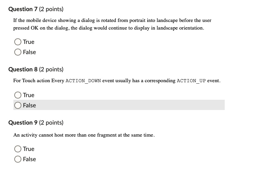 SOLVED: Android Studio Code Using Kotlin Question 7 (2 points) If the ... SOLVED: Android Studio Code Using Kotlin Question 7 (2 points) If the ...