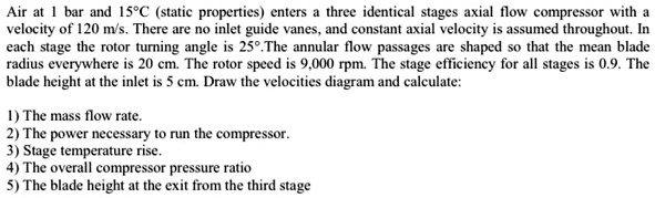 Air at 1 bar and 15°C (static properties) enters a three identical ...