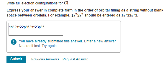 Solved Write Full Electron Configurations For Cl Express Your Answer