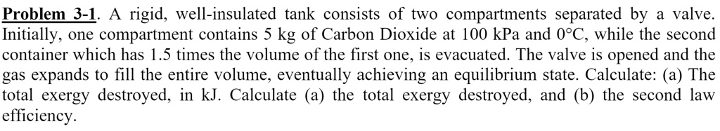 SOLVED: Problem 3-1. A rigid, well-insulated tank consists of two compartments separated by a ...