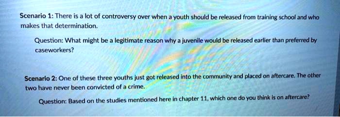 Scenario 1: There is a lot of controversy over when a youth should be ...