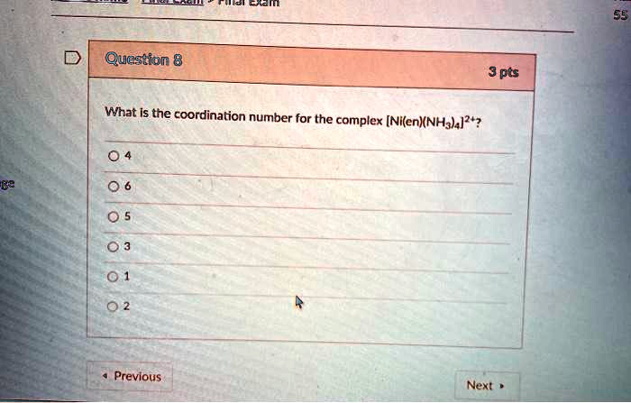 SOLVED: Question 8 3 pts What Is the coordination number for the ... SOLVED: Question 8 3 pts What Is the coordination number for the ...
