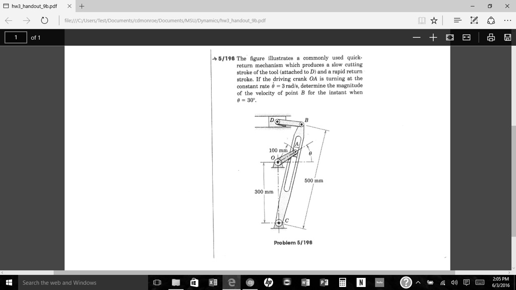 SOLVED: The figure illustrates a commonly used quick-return mechanism ...