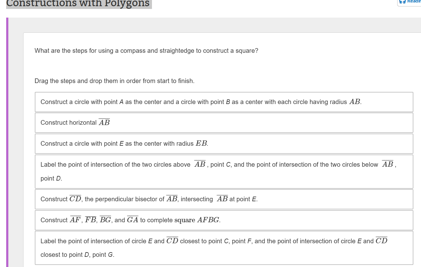 Constructions with Polygons What are the steps for using a compass and straightedge to construct ...