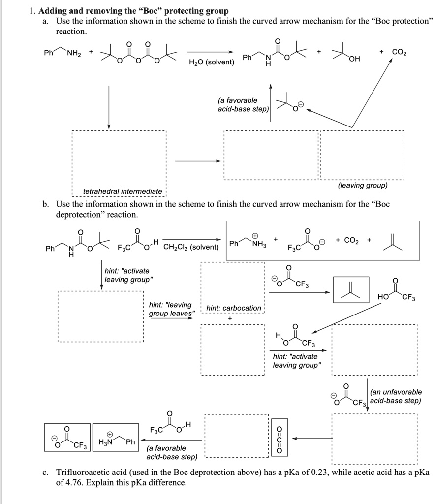 SOLVED: Adding and removing the "Boc" protecting group a. Use the ...