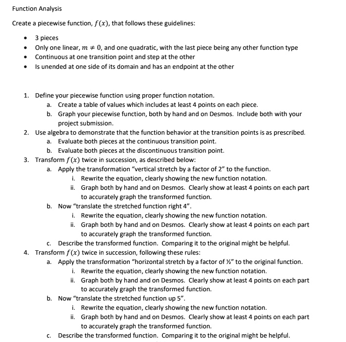 SOLVED Function Analysis Create Piecewise Function F x That Follows 