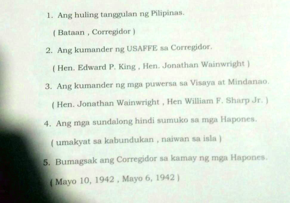 araling panlipunan ap ang huling tanggulan ng pilipinas bataan ...