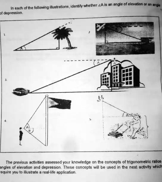 SOLVED: identify whether LA is an angle of elevation or an angke In ...