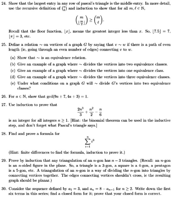 show that the largest entry in any fow o pascal triangle is the micklle ...