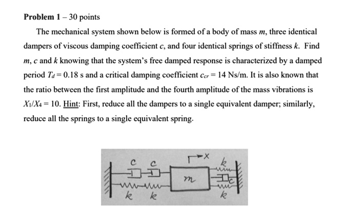 Problem 1 - 30 points The mechanical system shown below is formed of a ...
