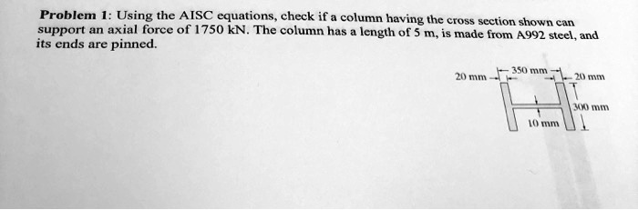 Problem 1: Using the AISC equations, check if a column having the cross section shown can ...