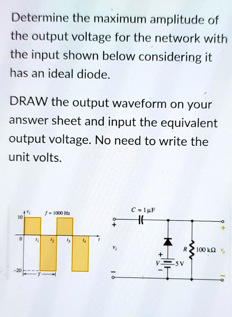 SOLVED: Determine the maximum amplitude of the output voltage for the network with the input ...