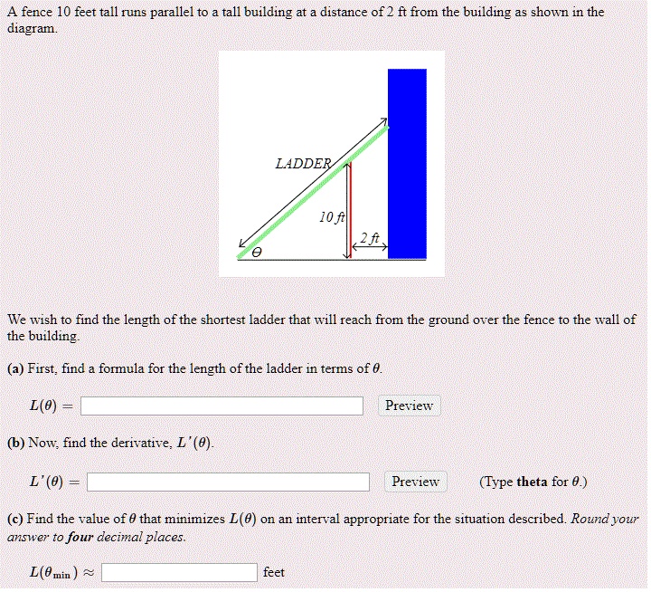 SOLVED: A fence 10 feet tall runs parallel to a tall building at a ...