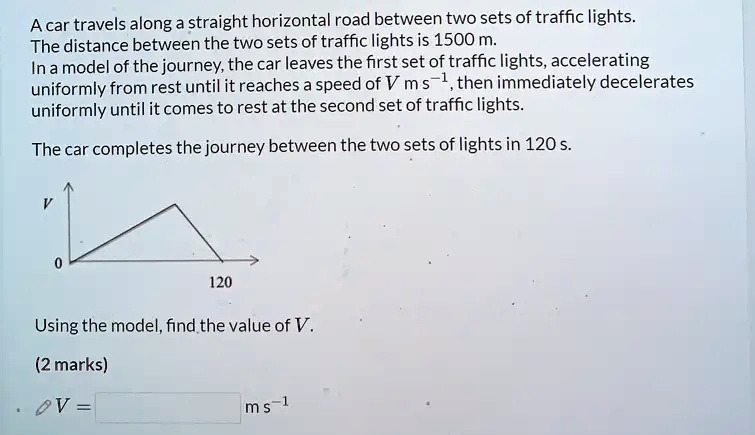 a car travels along a straight horizontal road between two sets of ...