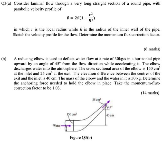 SOLVED: fluid mechanicsanswer all part pls Q3(a Consider laminar flow through a very long ...