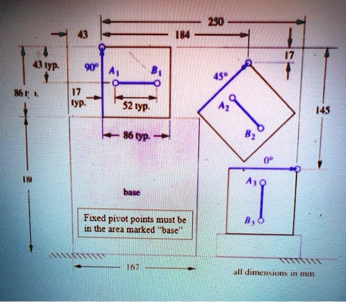 SOLVED: Design a four-bar linkage to move the box through the three ...