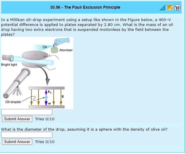 SOLVED: 30.56 The Pauli Exclusion Principle Millikan oil-drop ...