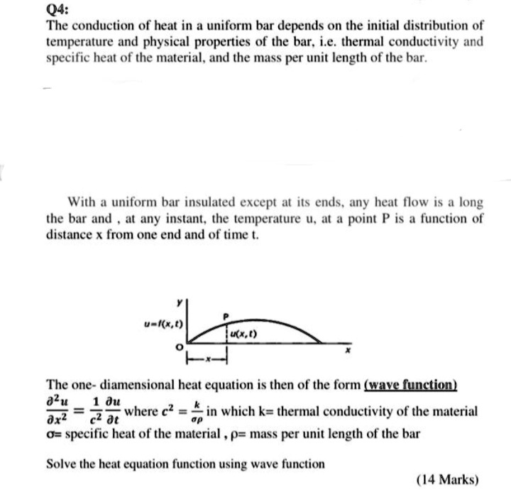 Q4: The conduction of heat in a uniform bar depends on the initial ...